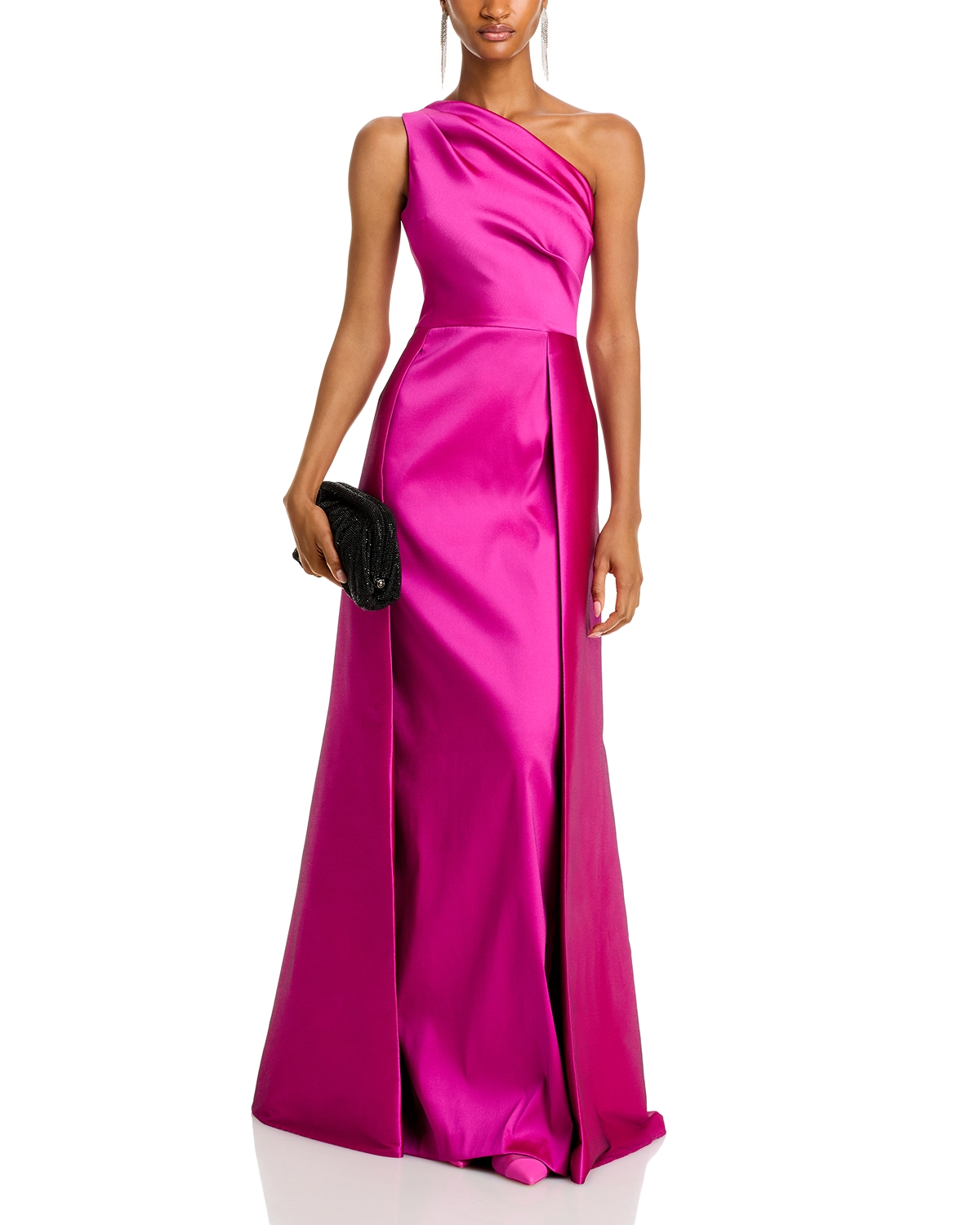 RICKIE FREEMAN FOR TERI JON Crepe One Shoulder Gown